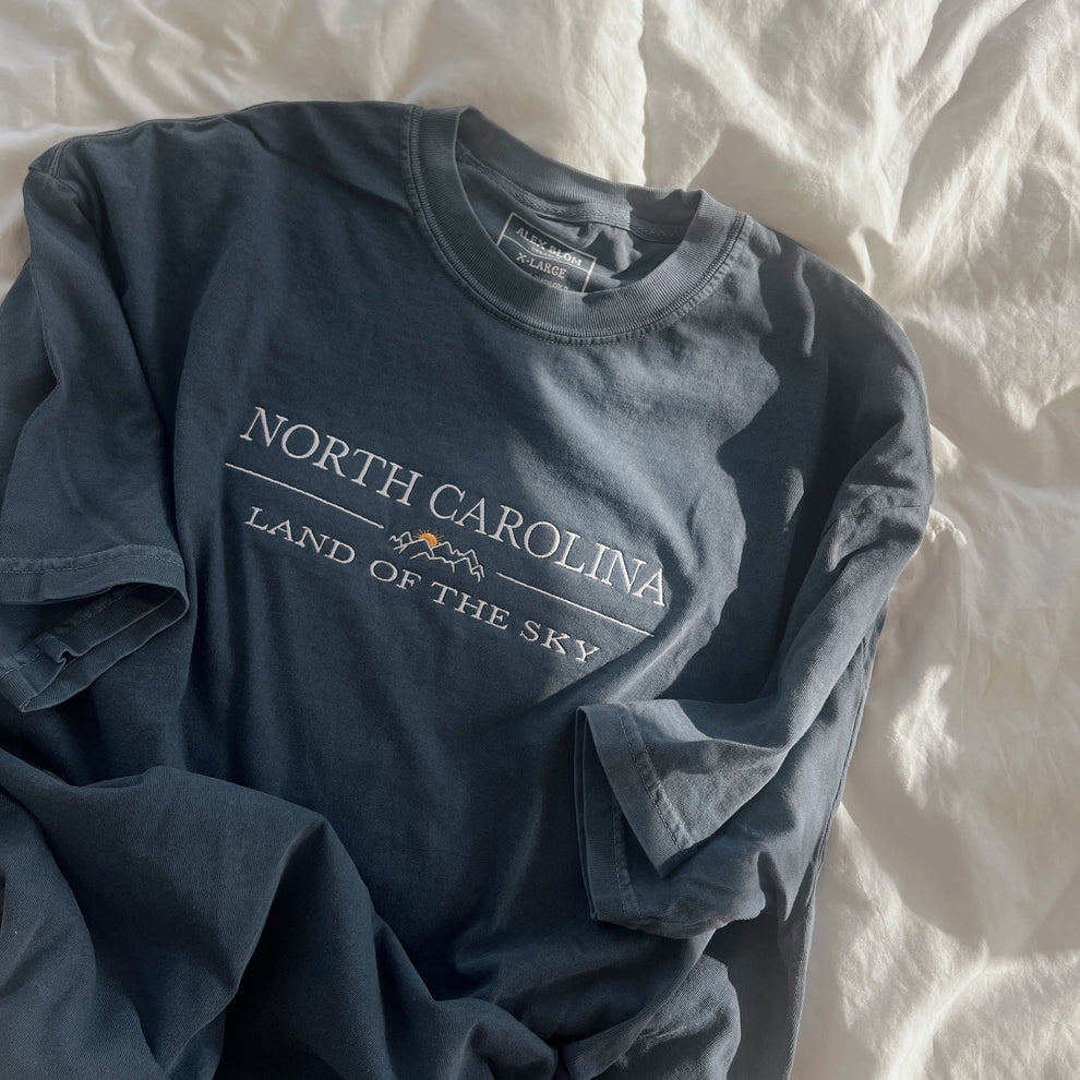 North Carolina Embroidered Tee – Blue Horizon Clothing Co.